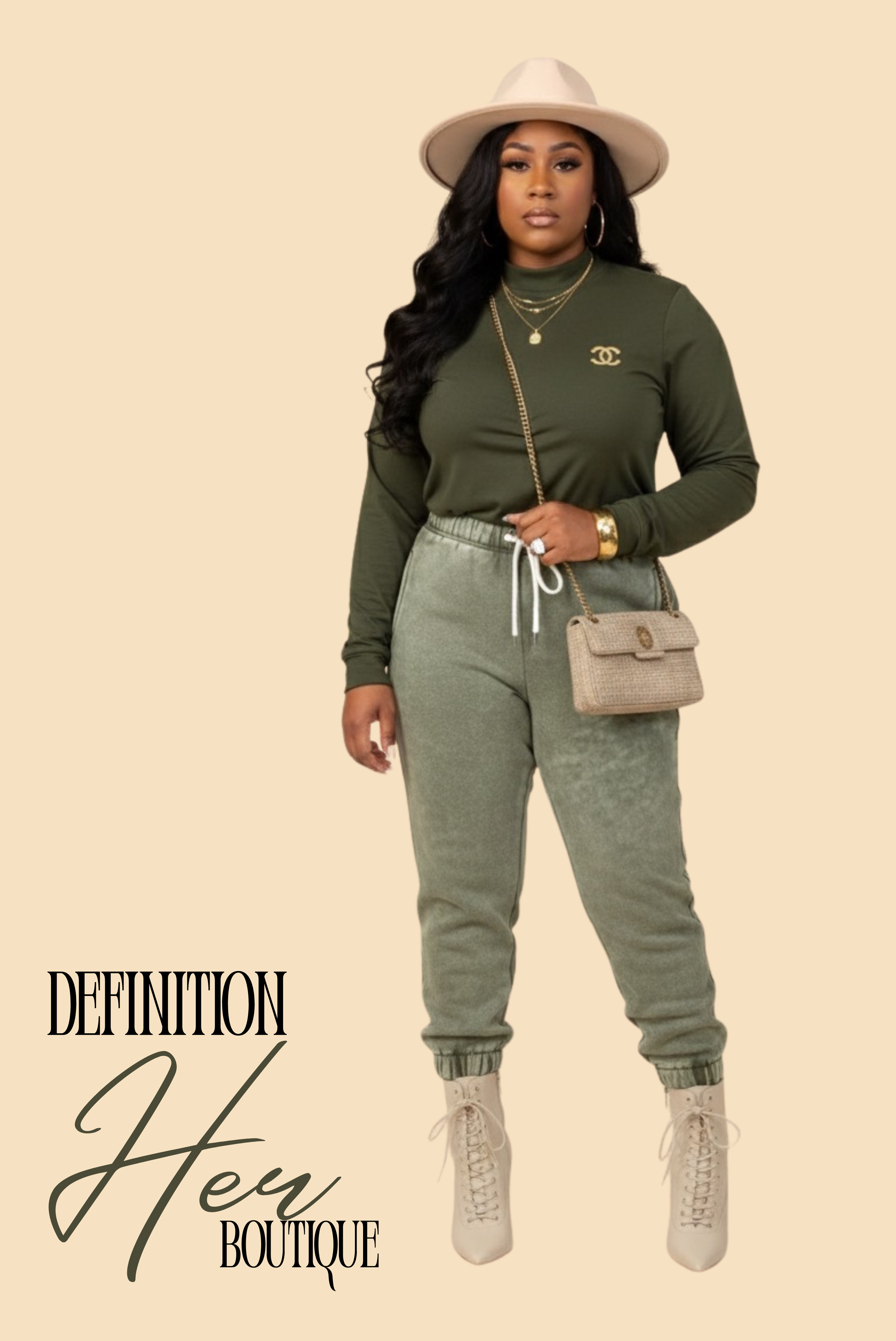 Olive 🫒 Mock Neck Jogger Set – Definition Her Boutique